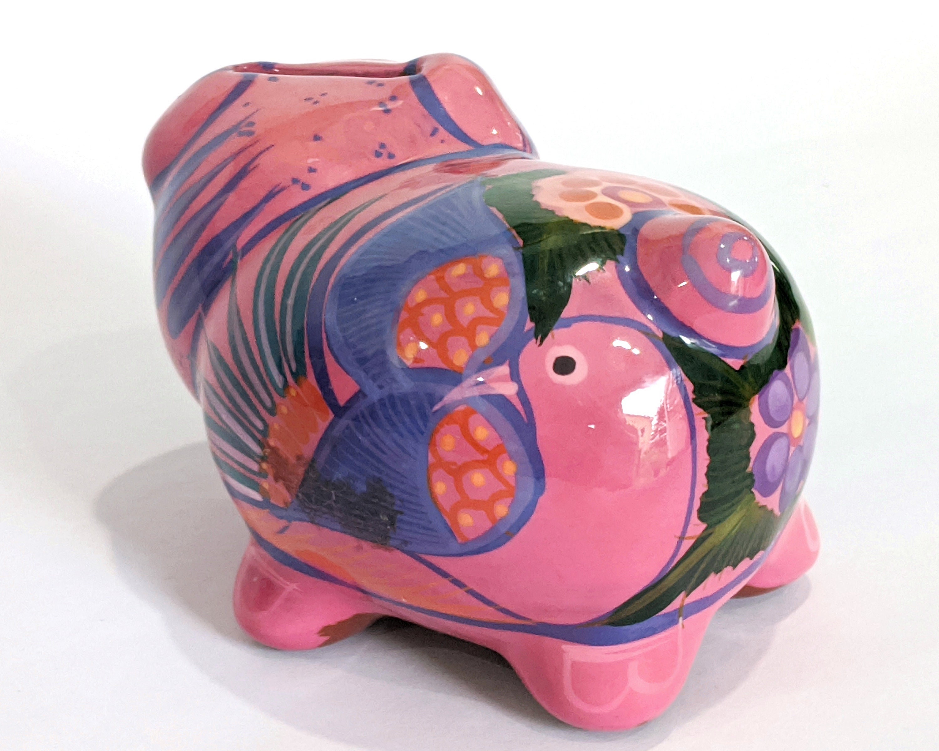 Bank Piggy Bank Pink Floral Ceramic Coin Money Savings Bank Flowers ...