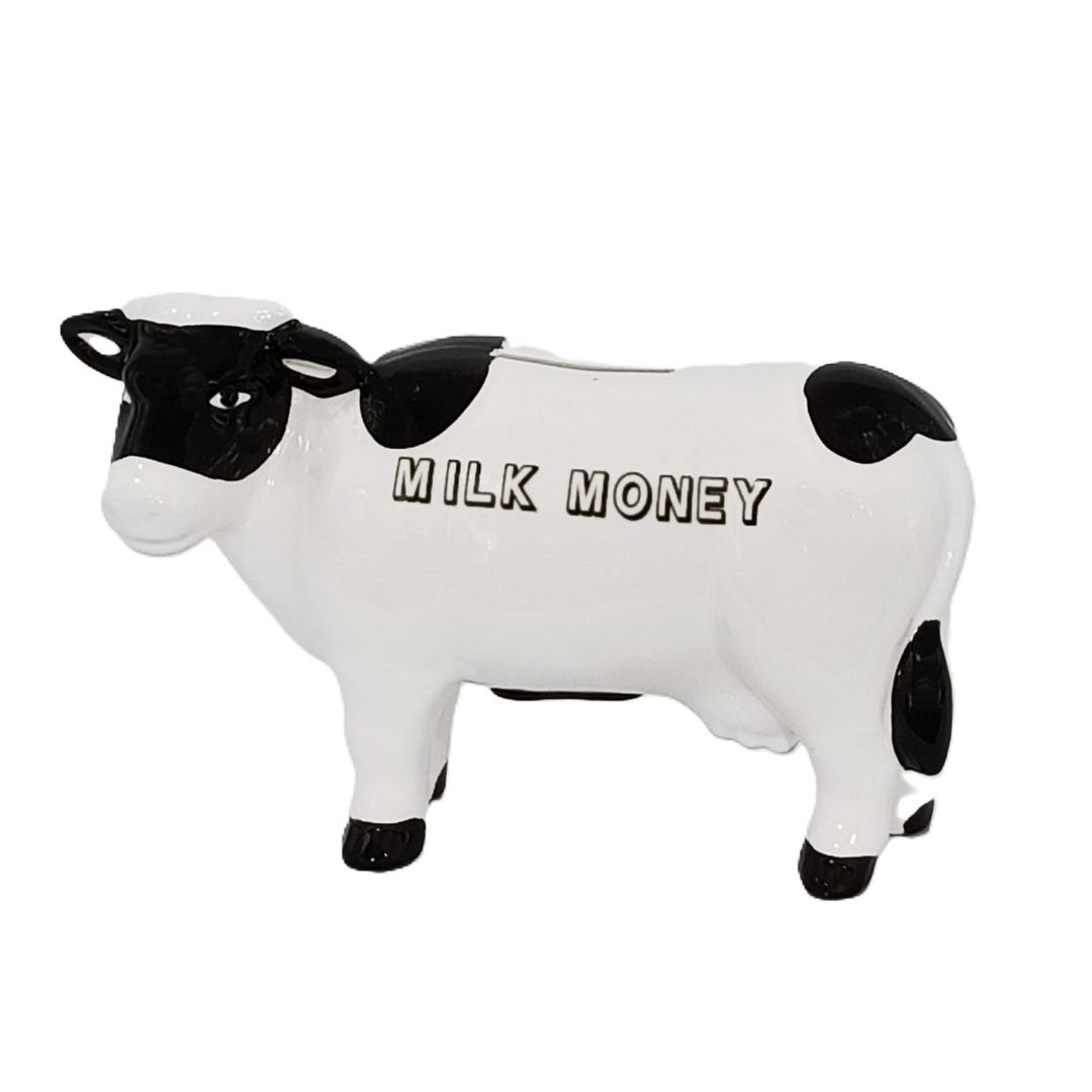 Bank Cow Bank Black White Holstein Cow milk Money Piggy Bank Ceramic ...