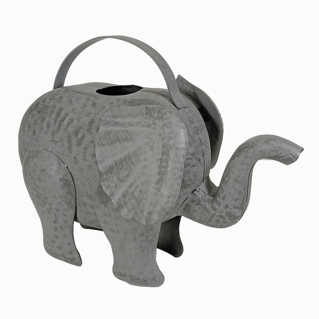 Plant Water Pitcher Elephant Watering Can Vintage Large Gray Metal ...