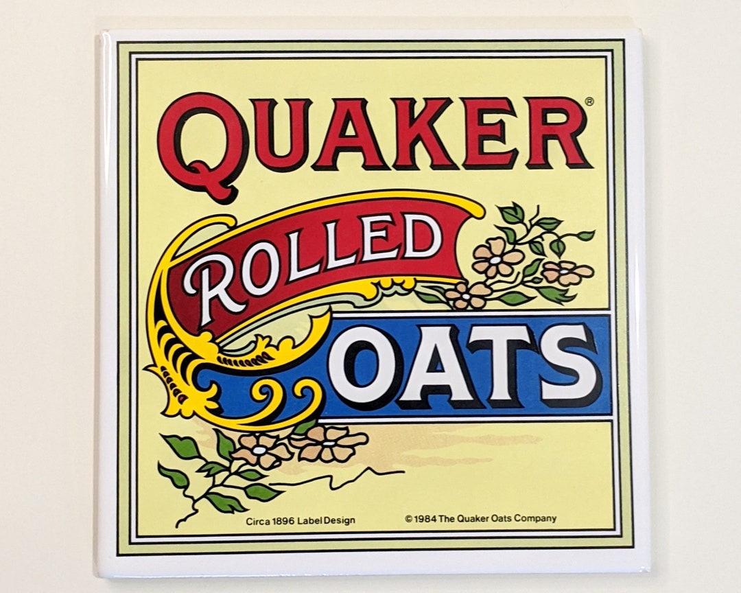Trivet Quaker® Rolled Oats 1896 Label Image Vintage Ceramic Kitchen ...