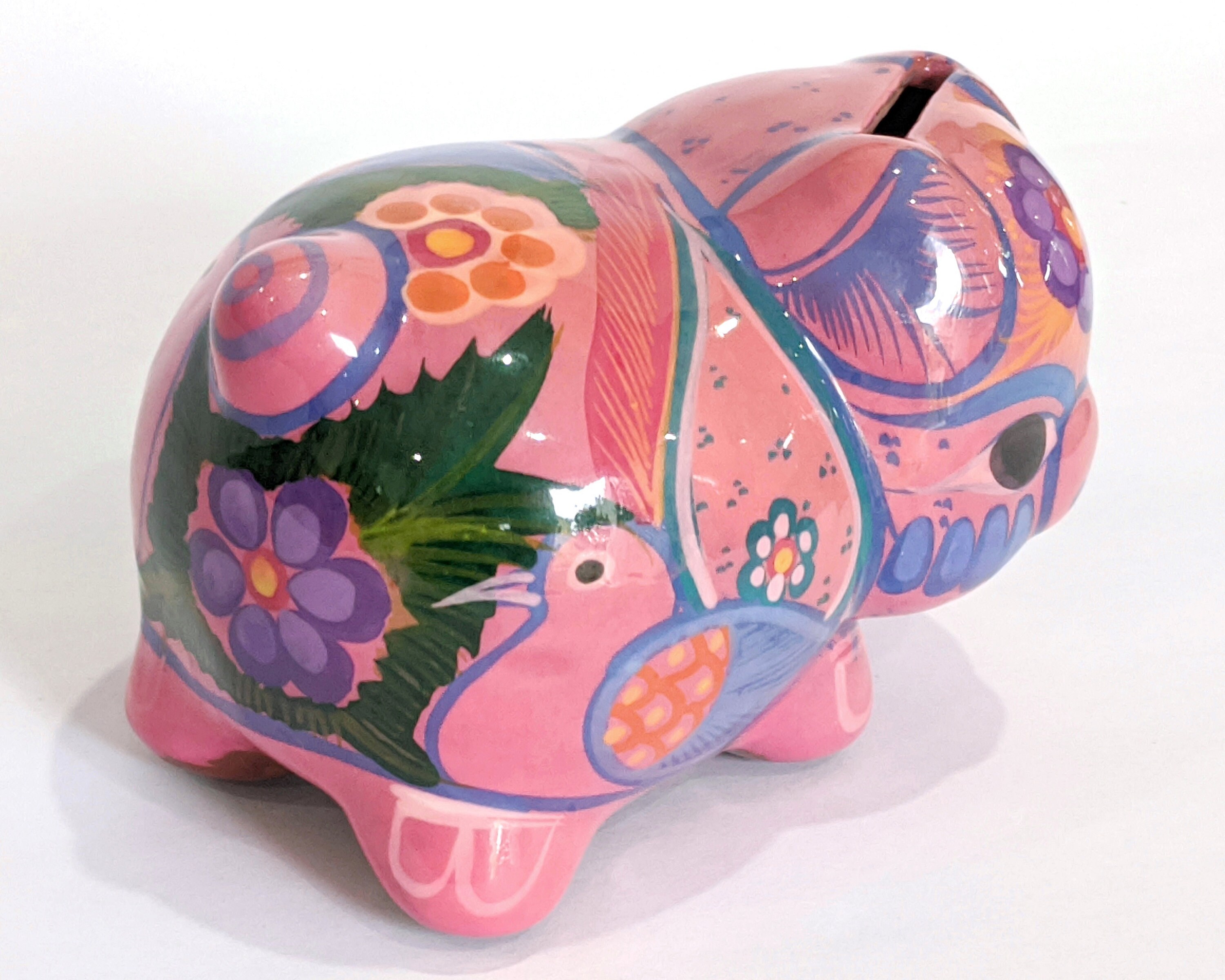 Bank Piggy Bank Pink Floral Ceramic Coin Money Savings Bank Flowers ...