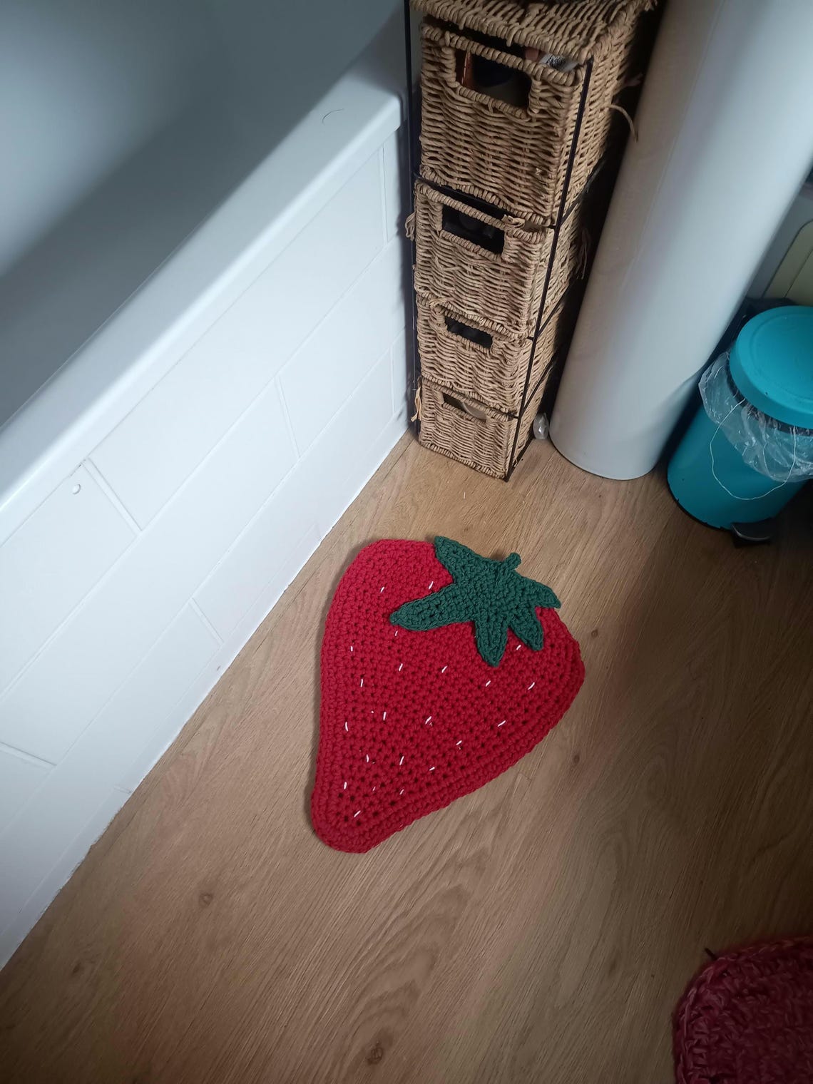 Handmade Crochet Strawberry Bath Mat/rug/door Mat - Etsy