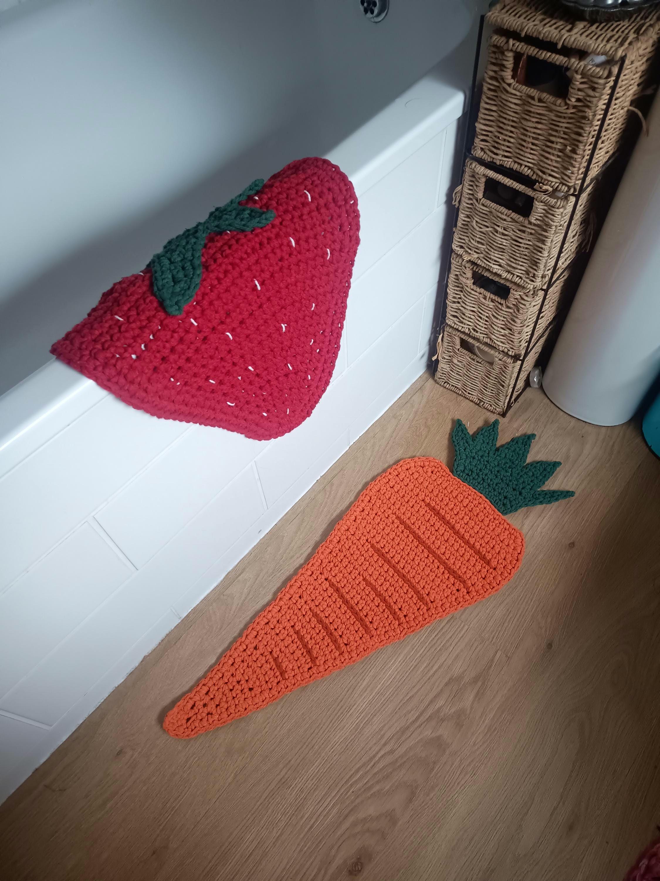 Handmade Crochet Strawberry Bath Mat/rug/door Mat - Etsy