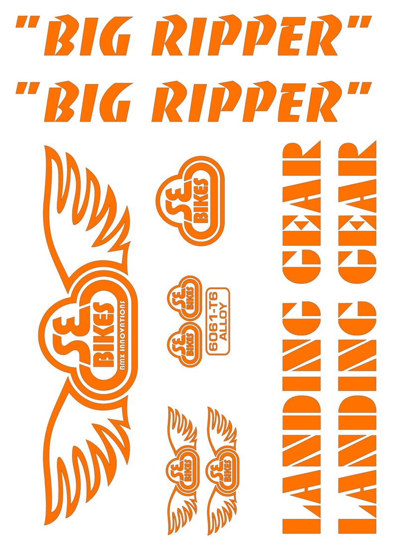 SE Racing Big Ripper Decal Kit With Landing Gear Fork BMX You - Etsy