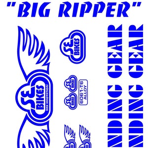 SE Racing Big Ripper Decal Kit With Landing Gear Fork BMX You - Etsy Israel