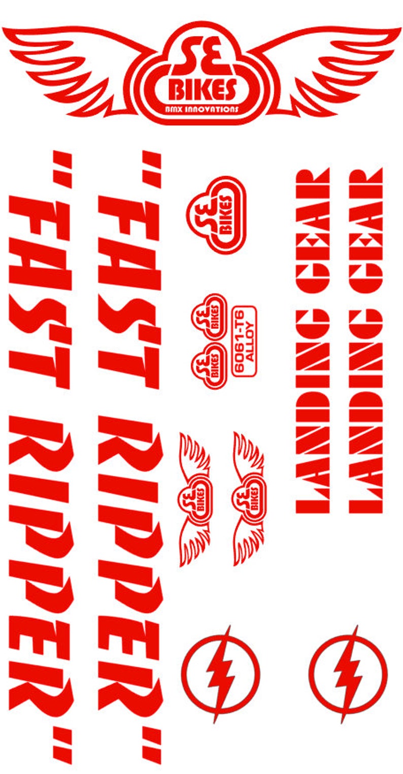 SE Racing Fast Ripper BMX Decal Kit - Landing Gear Fork - Custom Color ...