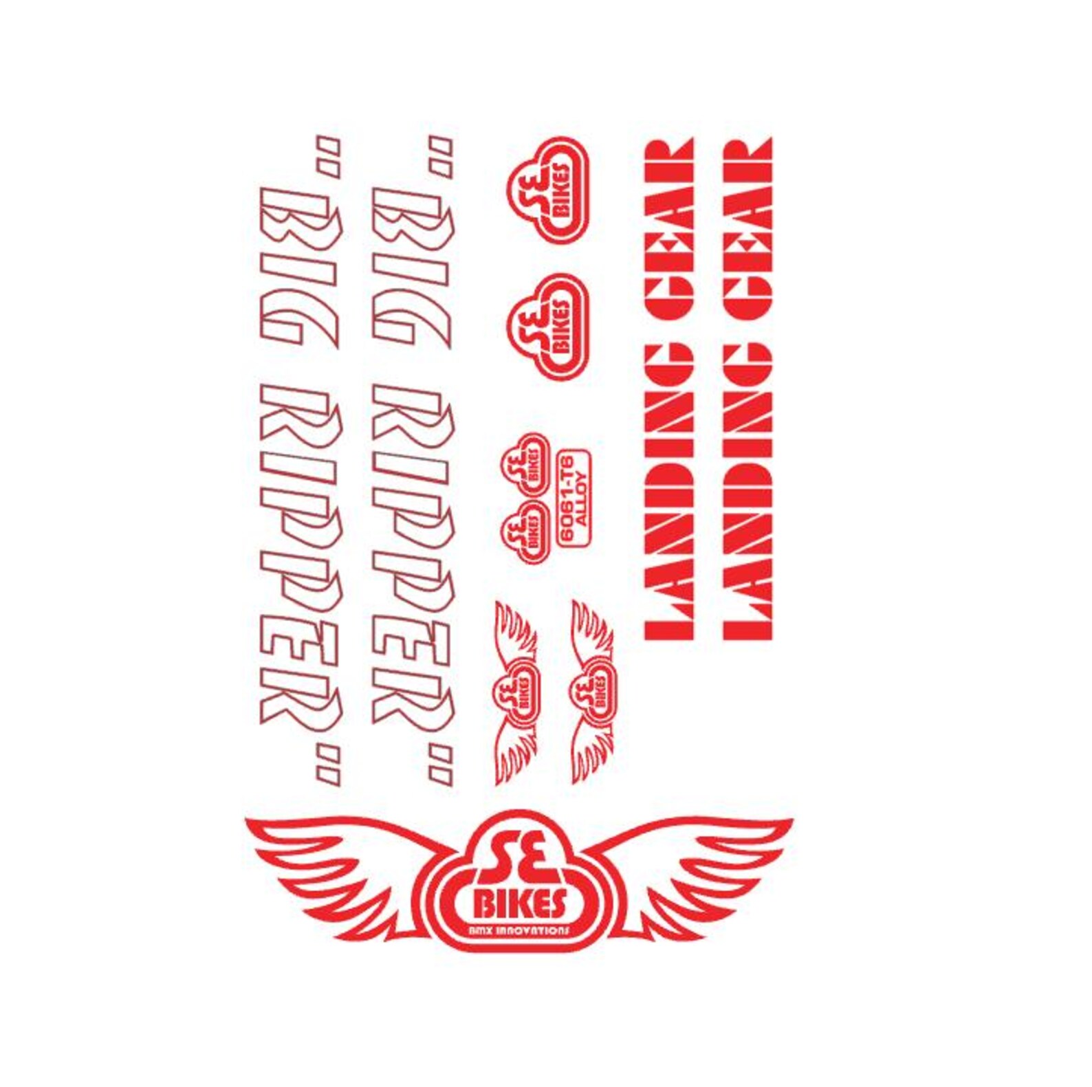 Se Racing Big Ripper Outline Decal Kit, Landing Gear Bmx, Vintage Se ...