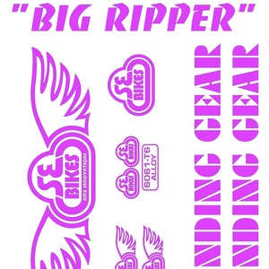 SE Racing Big Ripper Decal Kit With Landing Gear Fork, BMX You Pick ...