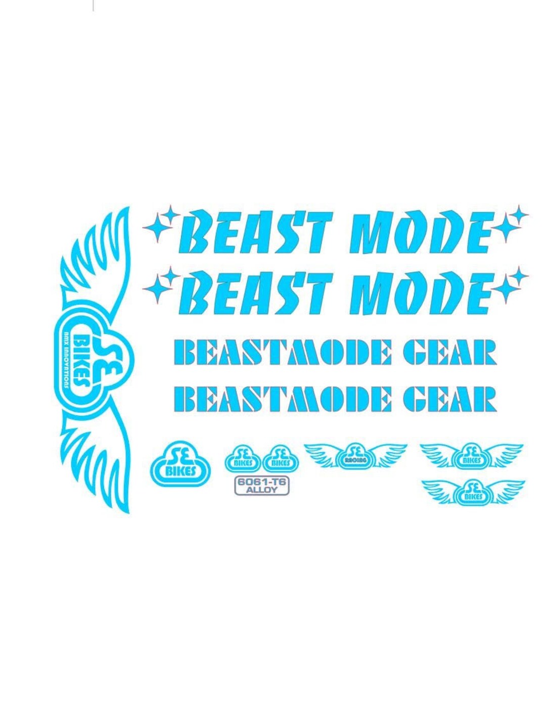 SE Racing "beast Mode" Decal Kit With Beastmode Gear Fork, BMX You Pick ...