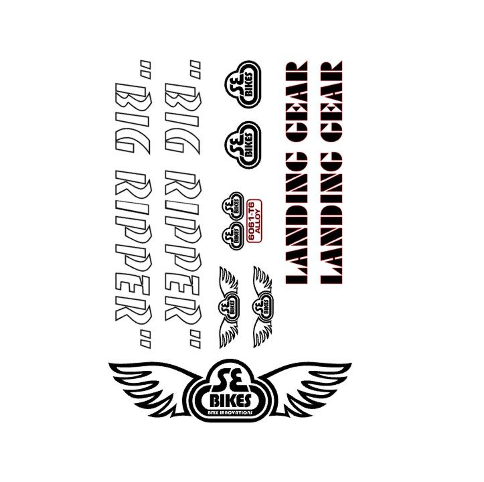 Se Racing Big Ripper Outline Decal Kit, Landing Gear Bmx, Vintage Se ...
