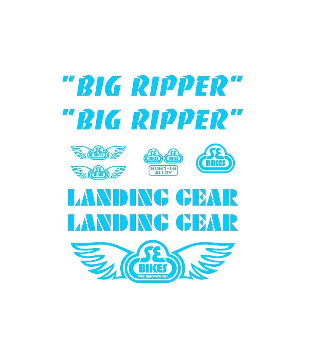 SE Racing Big Ripper Decal Kit With Landing Gear Fork, BMX You Pick ...