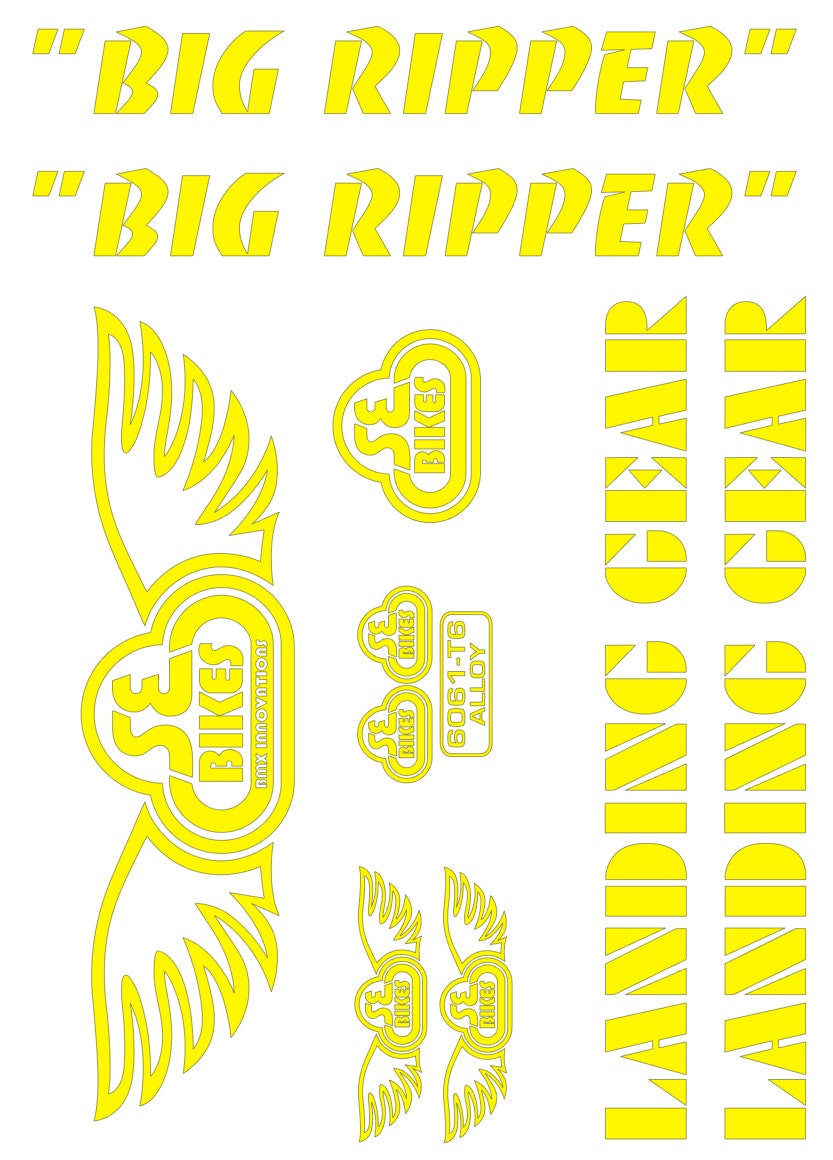 Se Racing Big Ripper Decal Kit With Landing Gear Fork, Bmx Vinyl ...