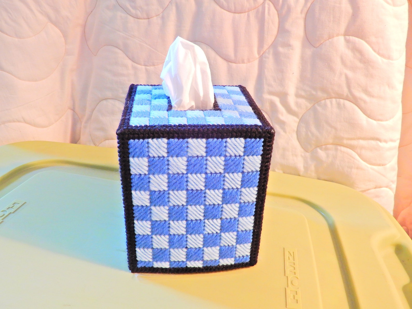 Blue & White Checkered Tissue Topper - Etsy Canada