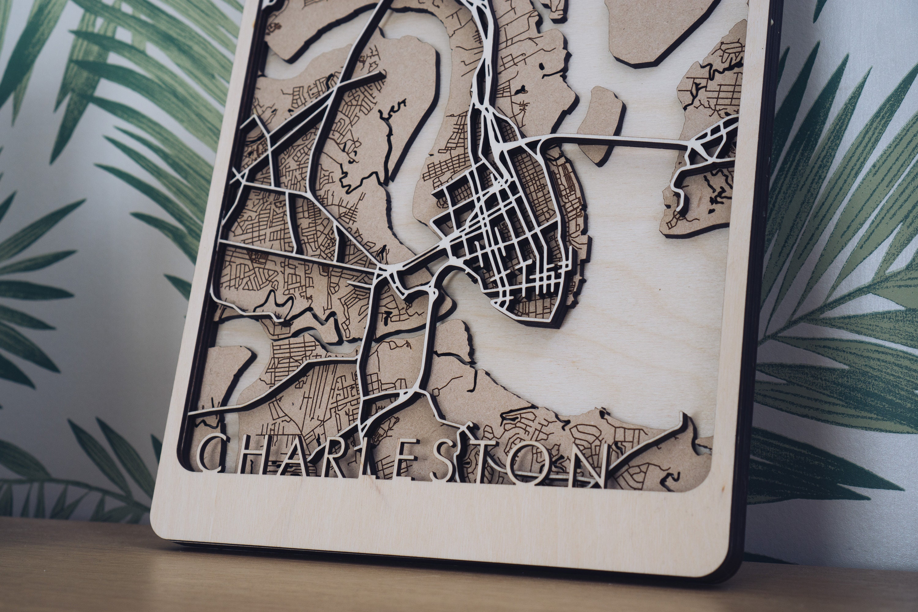 Charleston Map. Wood Charleston Map. Multi Layer Laser Cut - Etsy