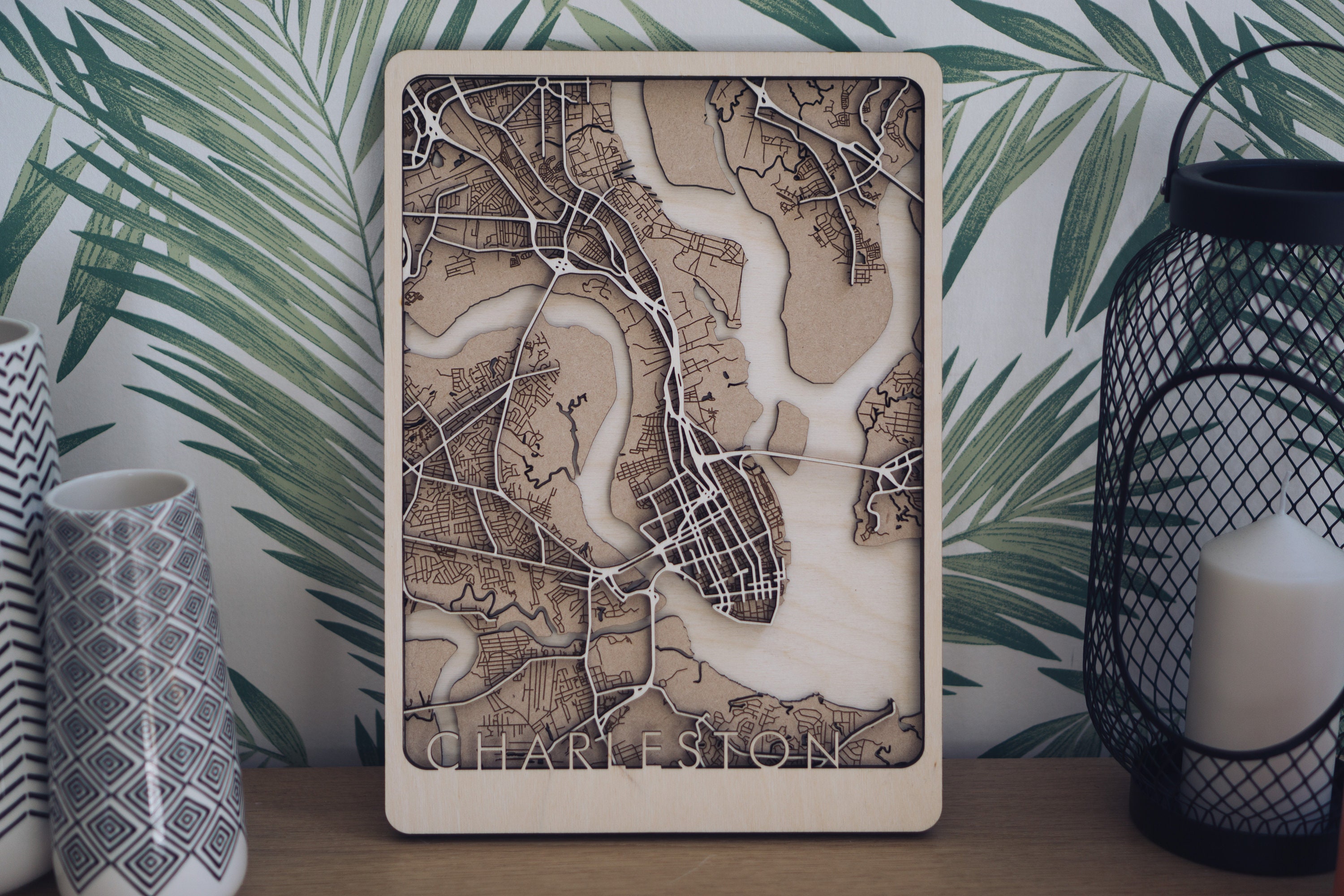 Charleston Map. Wood Charleston Map. Multi Layer Laser Cut - Etsy