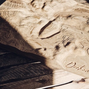 Durham Carved Hardwood Topographic Map. Custom Location Also - Etsy