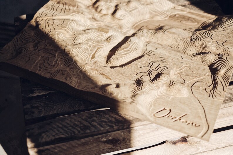 Durham Carved Hardwood Topographic Map. Custom location also | Etsy