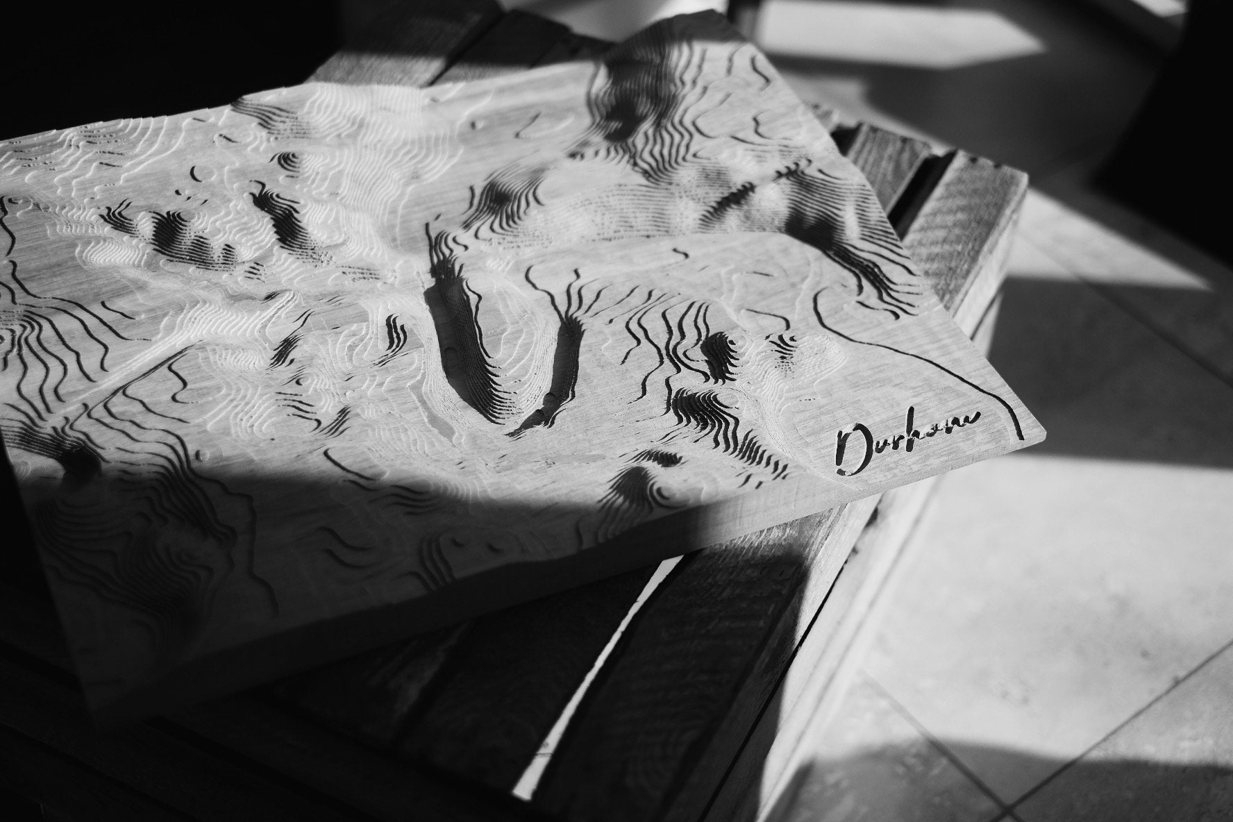 Durham Carved Hardwood Topographic Map. Custom location also | Etsy