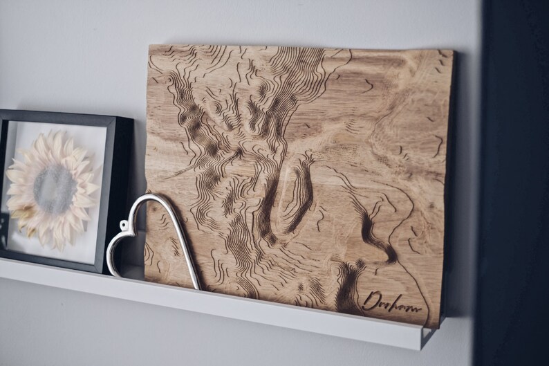 Durham Carved Hardwood Topographic Map. Custom Location Also - Etsy