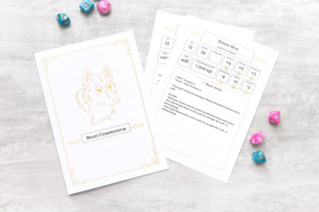 Beast Companion A5 Booklet | Wild Shape Druid | D&D Dungeons and ...