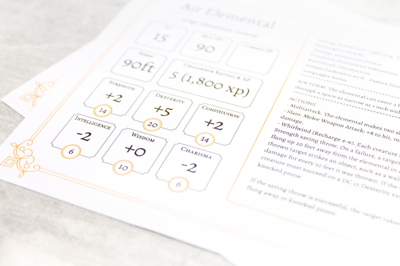 Monster Stat Cards Fillable PDF NPC Combat Cheat Sheets - Etsy