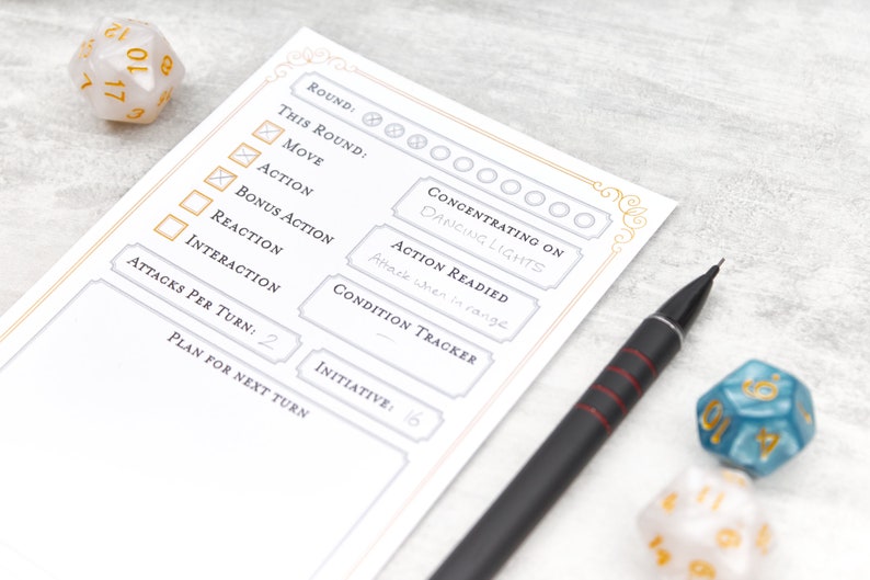 Player Combat Turn Card Dungeons and Dragons D&D Initiative - Etsy