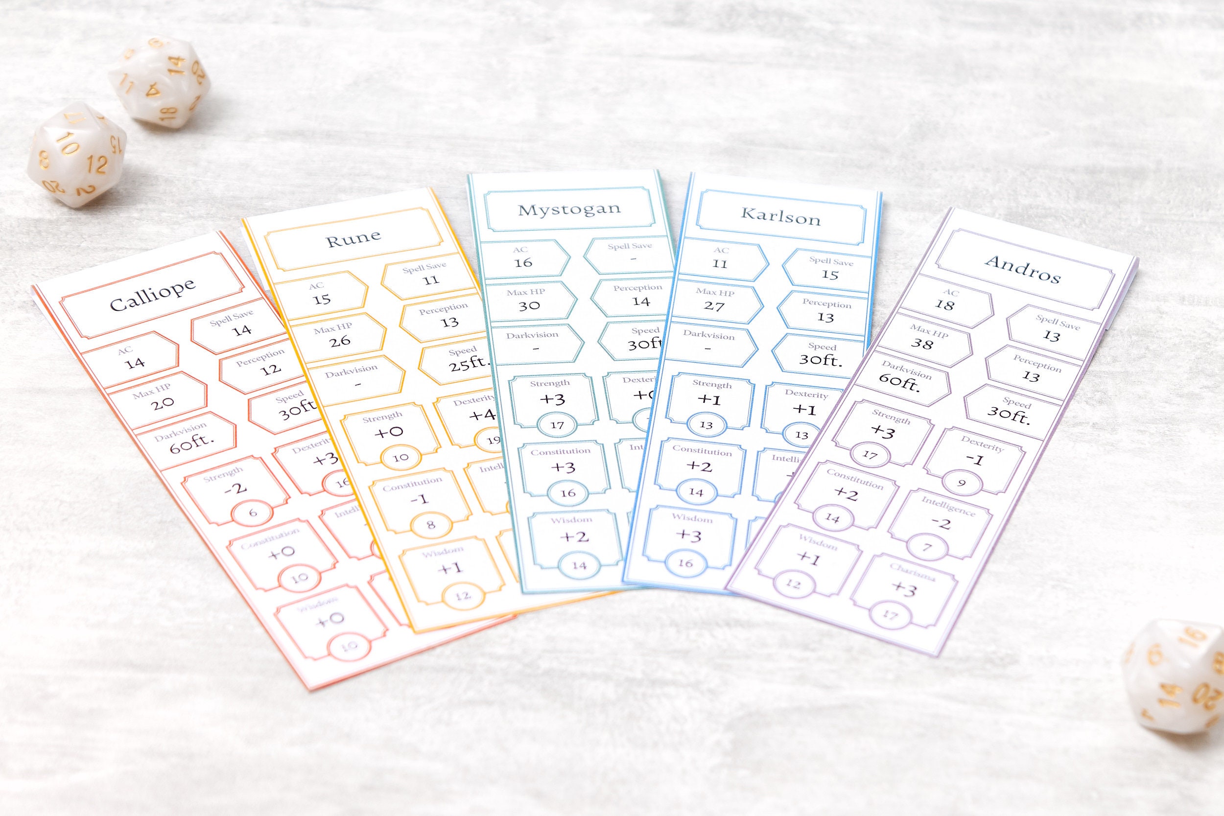 Initiative Tracker Cards Rainbow Fillable PDF Combat - Etsy