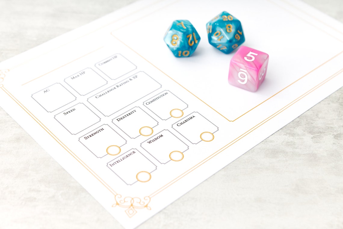 Monster Stat Cards Fillable PDF NPC Combat Cheat Sheets | Etsy