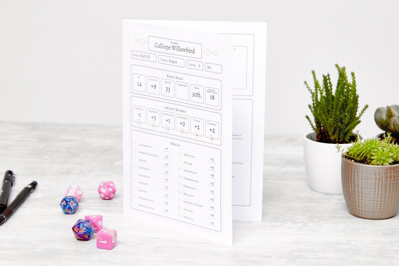 5th Edition Character Sheet A5 Booklet Fillable PDF for Use | Etsy