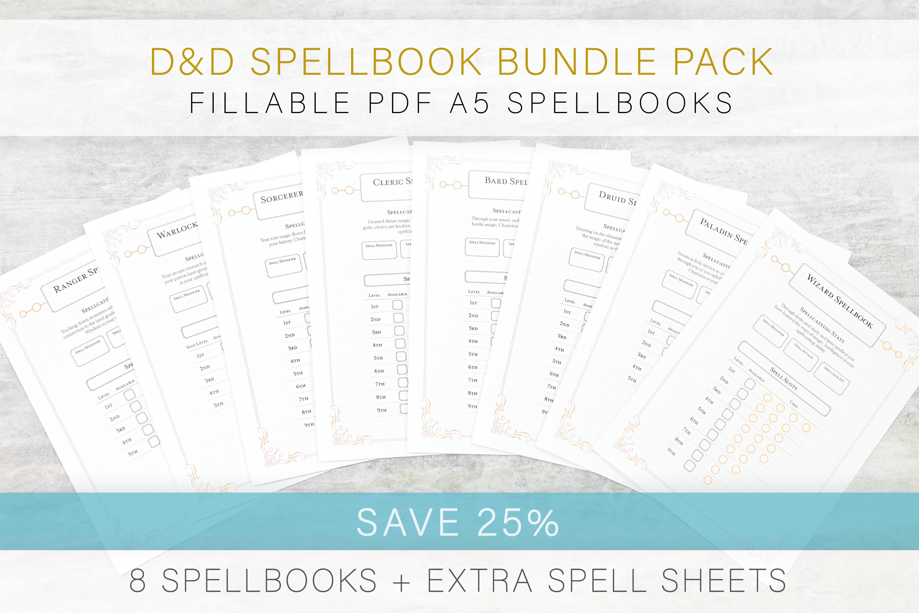 Bundle Pack All Class Spellbooks Blank Fillable Spell Sheets - Etsy