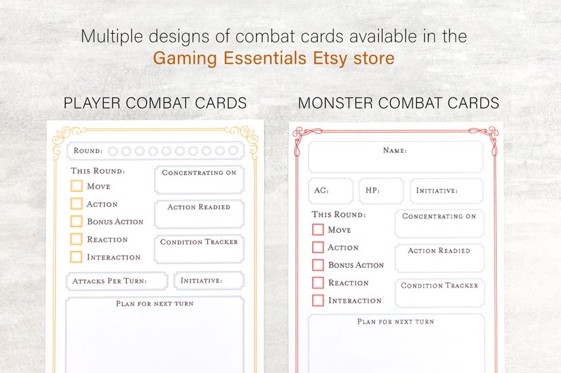 Player Combat Turn Card Dungeons and Dragons D&D Initiative - Etsy