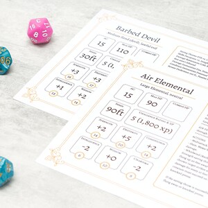 Monster Stat Cards Fillable PDF NPC Combat Cheat Sheets - Etsy
