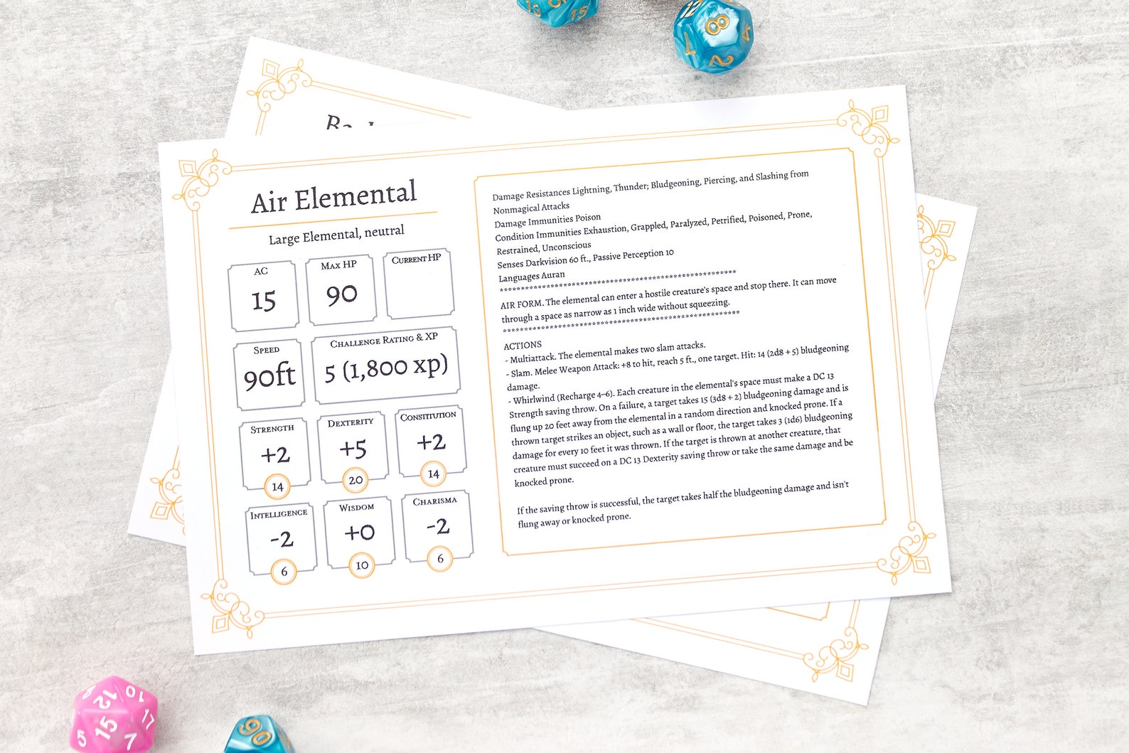 Monster Stat Cards Fillable PDF NPC Combat Cheat Sheets - Etsy