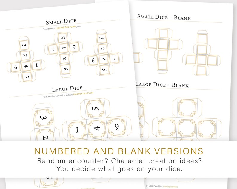 Paper D6 Dice Template D&D Tabletop Printable Six-sided Dice | Etsy