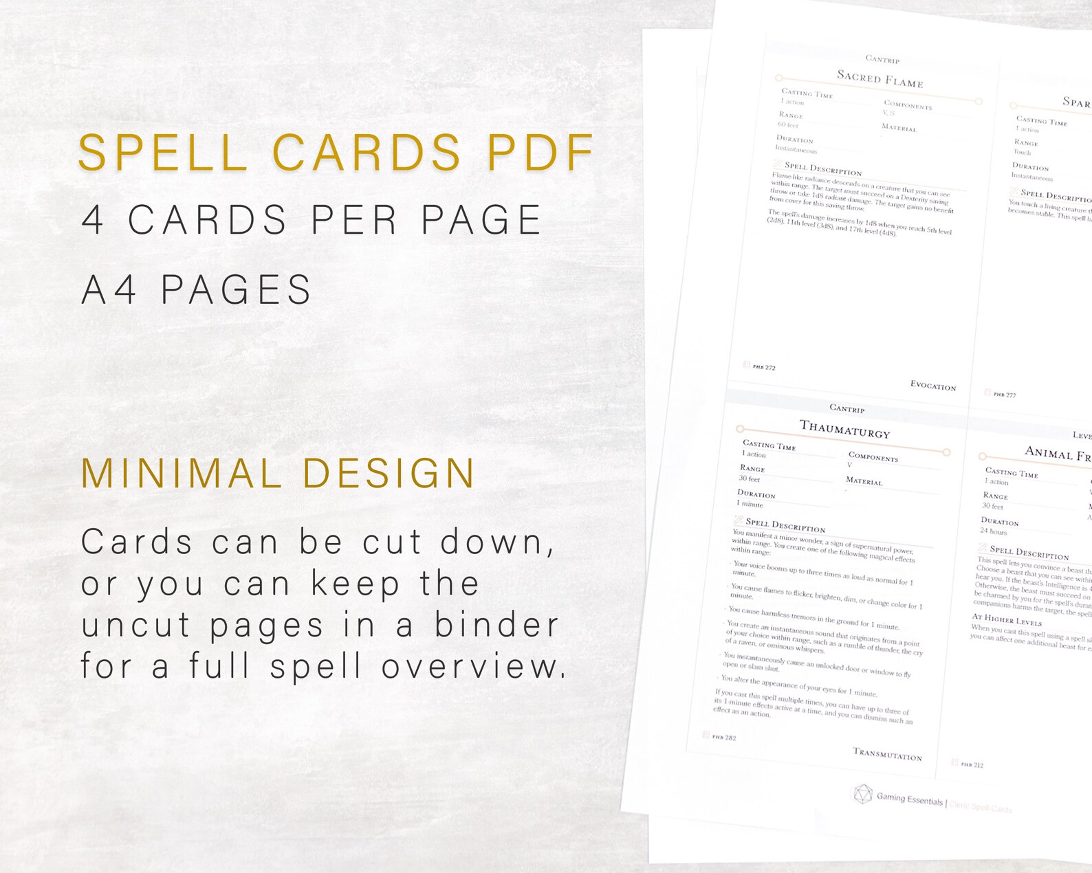 Cleric Spell Cards 5e Basic Rules Cantrip to Level 9 - Etsy