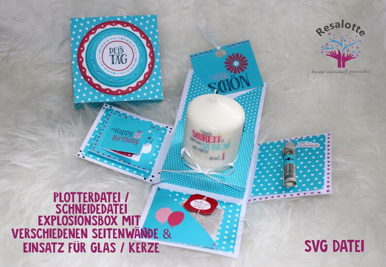 Schneidedatei Plotterdatei Explosionsbox mit | Etsy