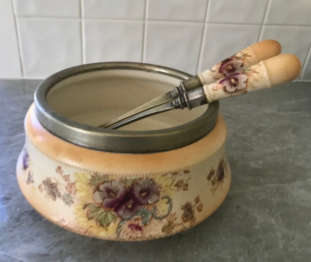 Antique Crown Devon Blushware Salad Bowl With Servers - Etsy