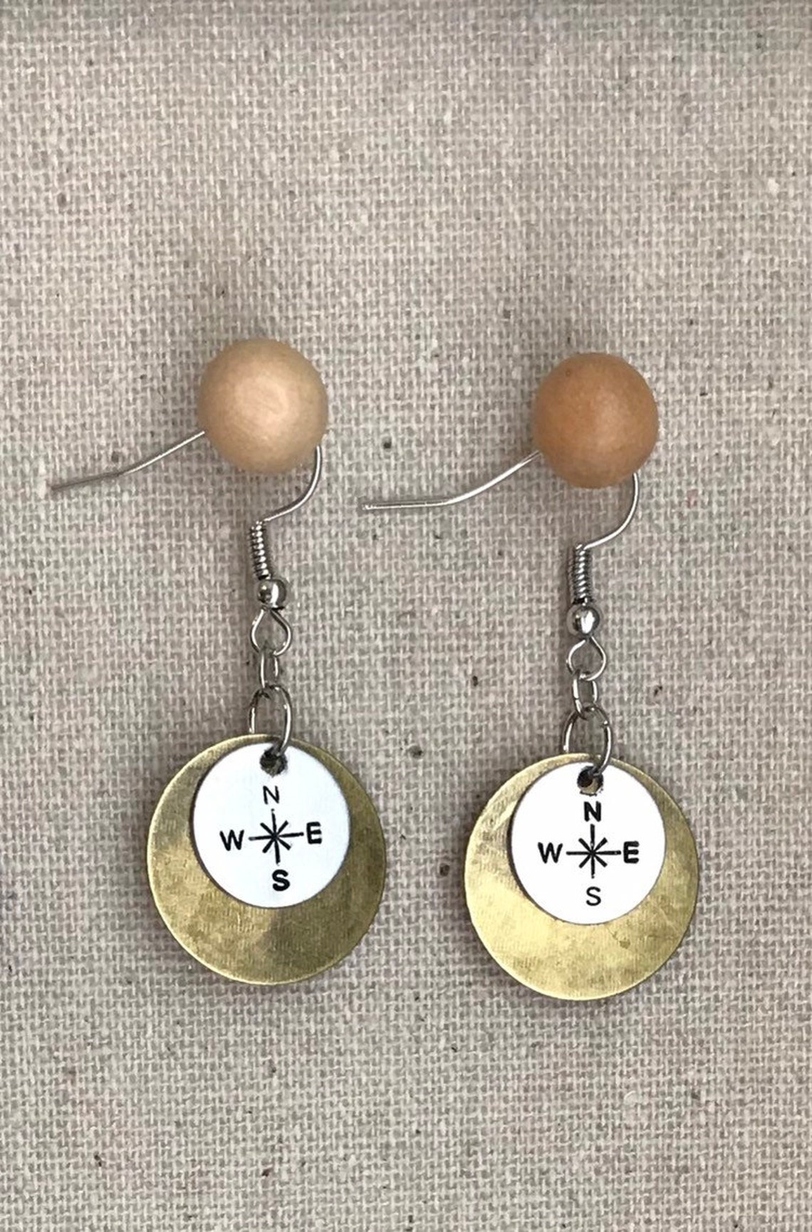 Compass Dangle Earrings Compass Rose Earrings Nautical | Etsy