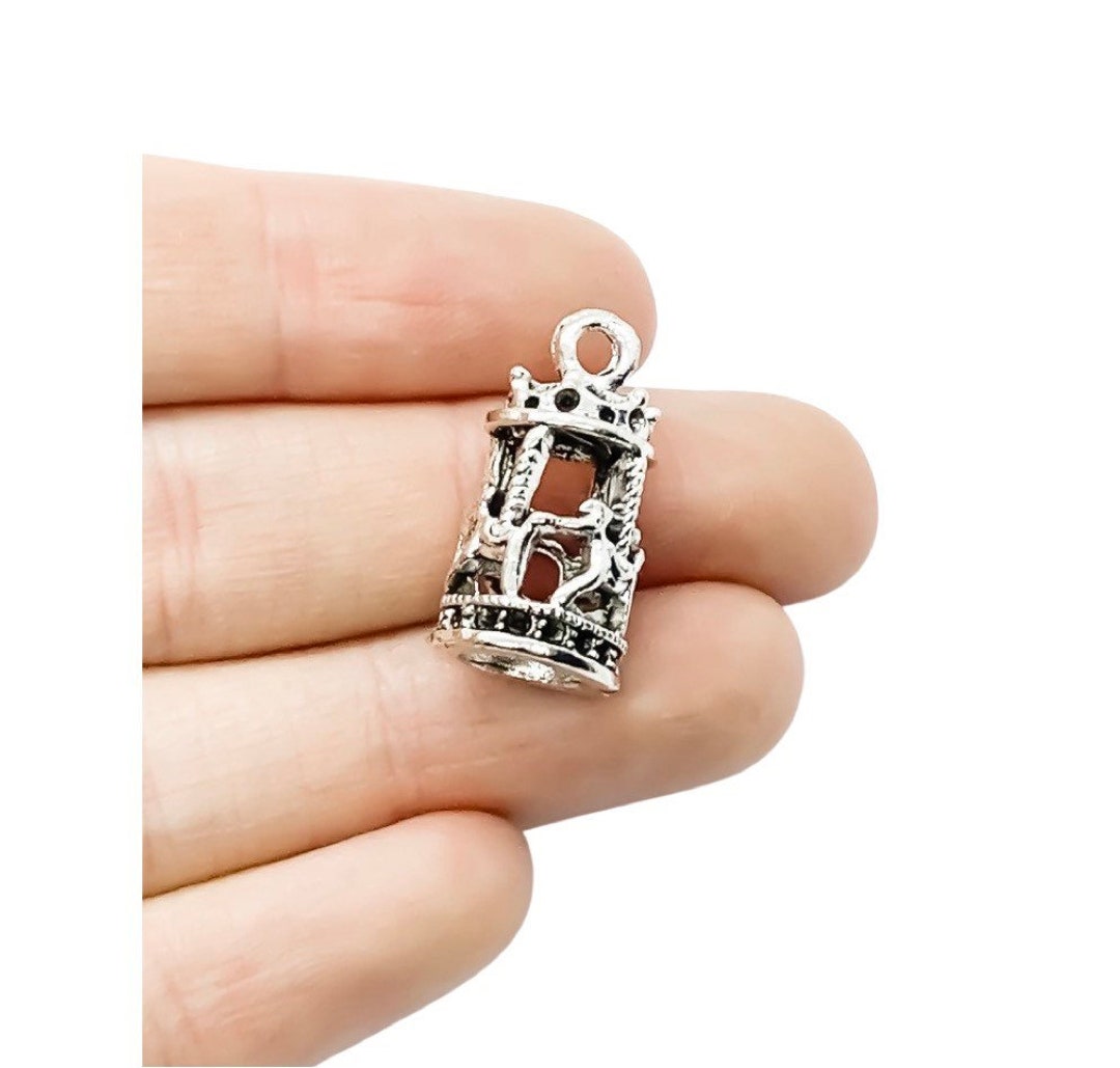 1 Tiny Carousel Charm Silver, Merry Go Round Charm, Individual Charms ...