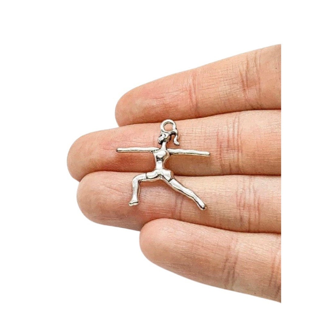 Warrior Yoga Pose Charm, Yoga Charm, Yogi Charm, Ohm Jewelry, OM Charm ...