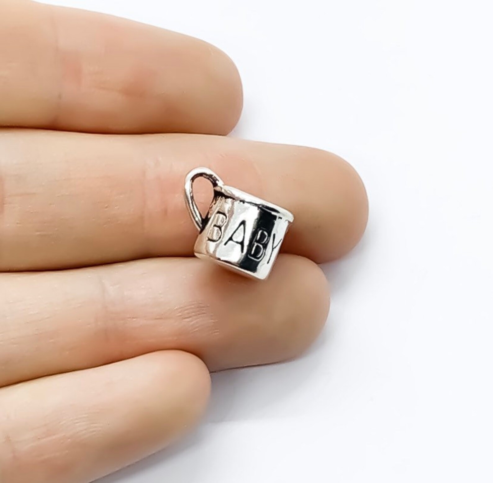 1 Baby Cup Charm Silver Individual Charms Baby Charms | Etsy