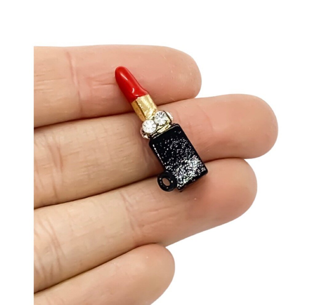 1 Red Lipstick Charm, Cosmetics Charm, Makeup Charms, Individual Charm ...