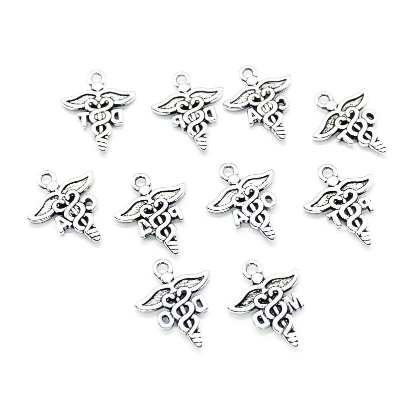 1 Caduceus Charm Silver Individual Charms MD Charm Medical - Etsy