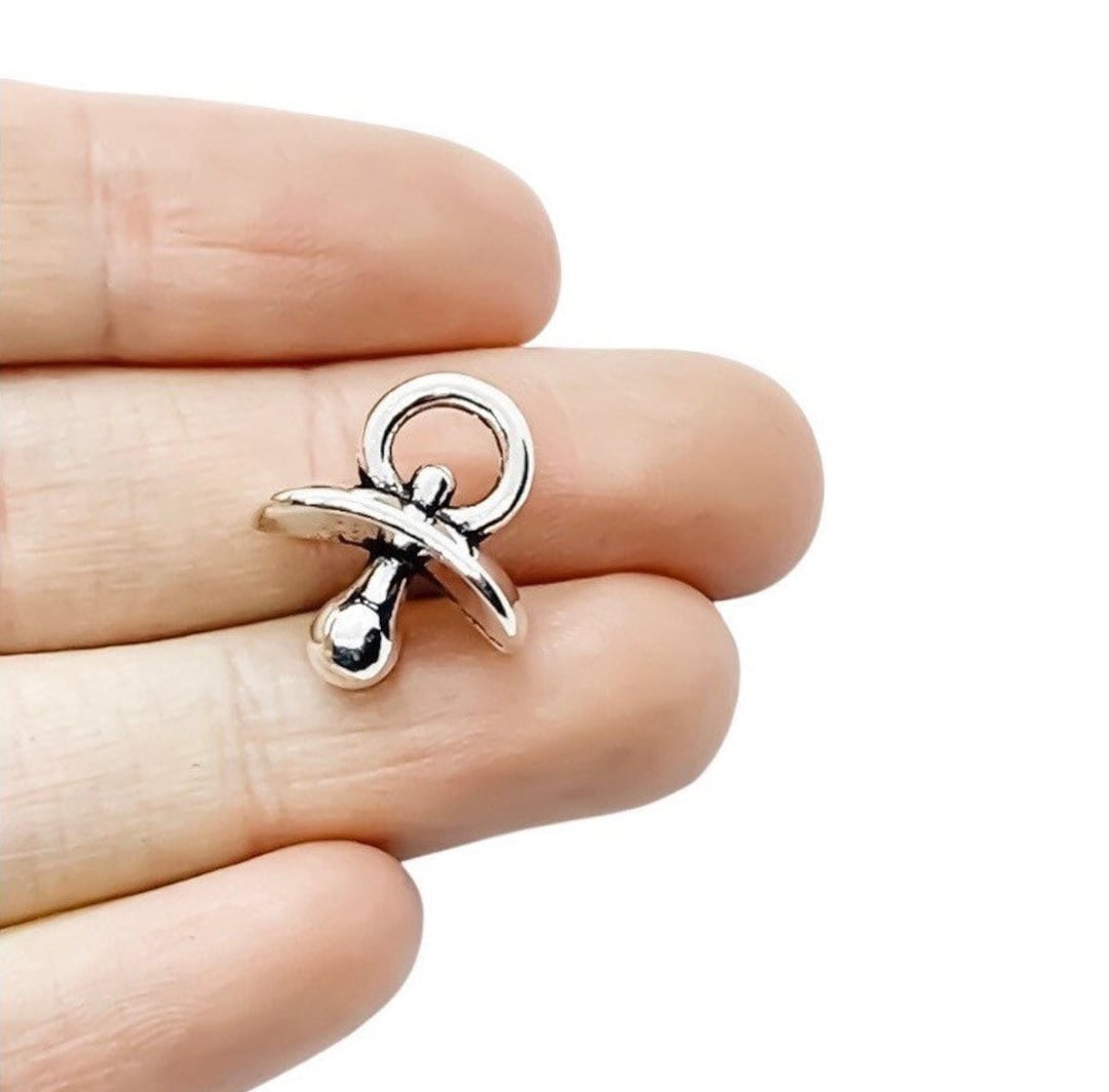 1 Baby Pacifier Charm Silver, Tiny Baby Binky Charm, Soother Charm ...