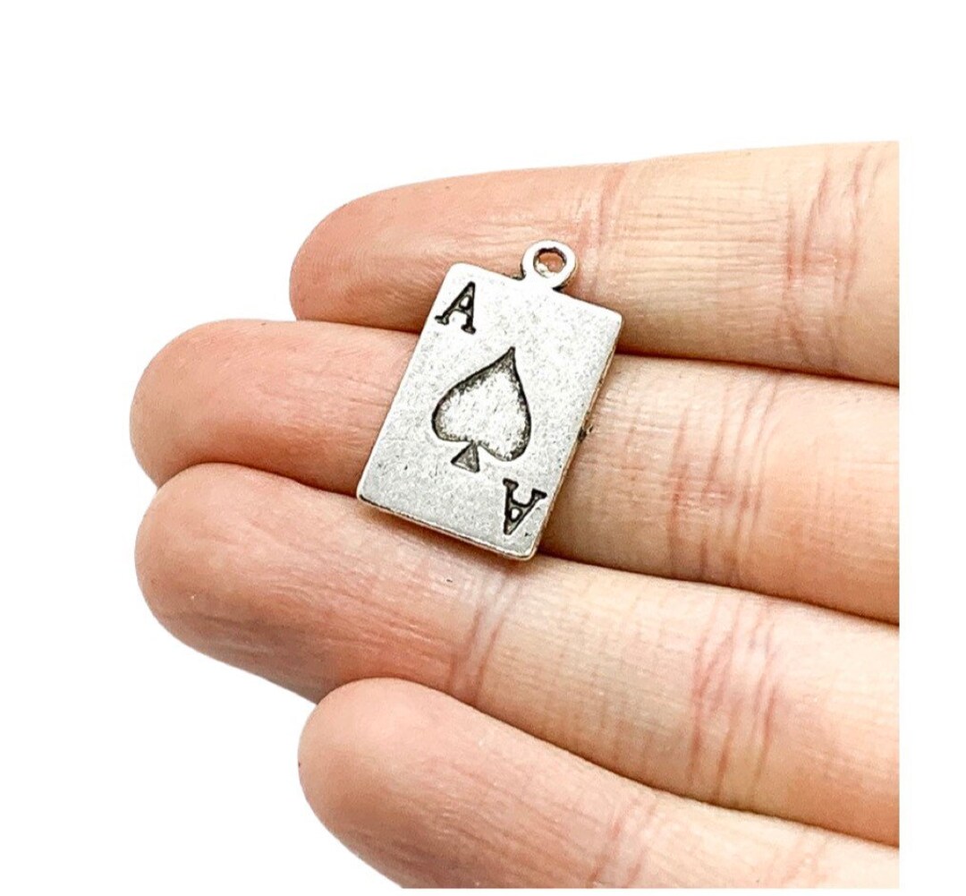 1 Playing Card Charm, Ace of Spades Charm, Individual Charm, Poker ...