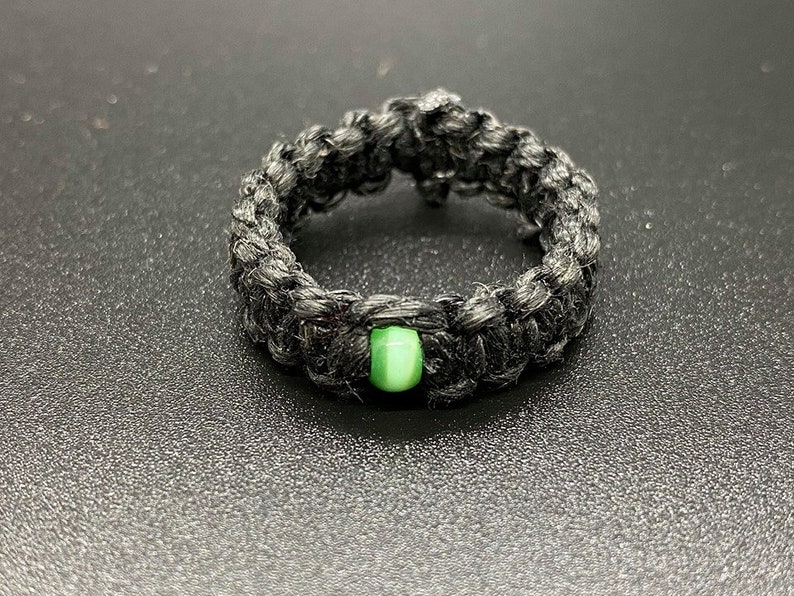 Hemp Ring With Czech Glass or Cats Eye Bead Focal, Macrame Ring, Custom ...