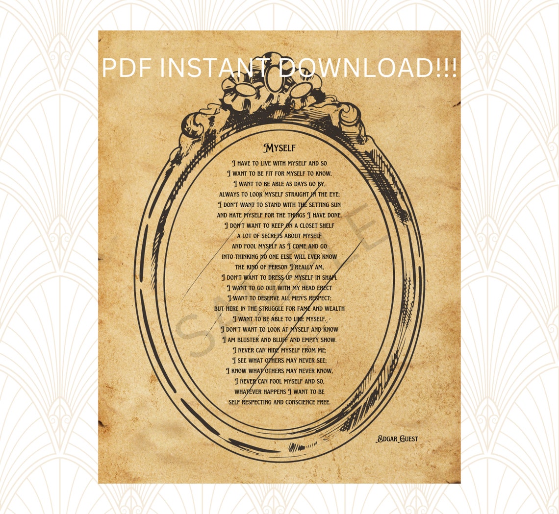 Myself Poem by Edgar Guest, Digital Download, PDF File, Great Printable ...