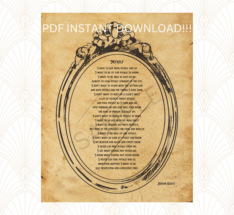Myself Poem by Edgar Guest, Digital Download, PDF File, Great Printable ...