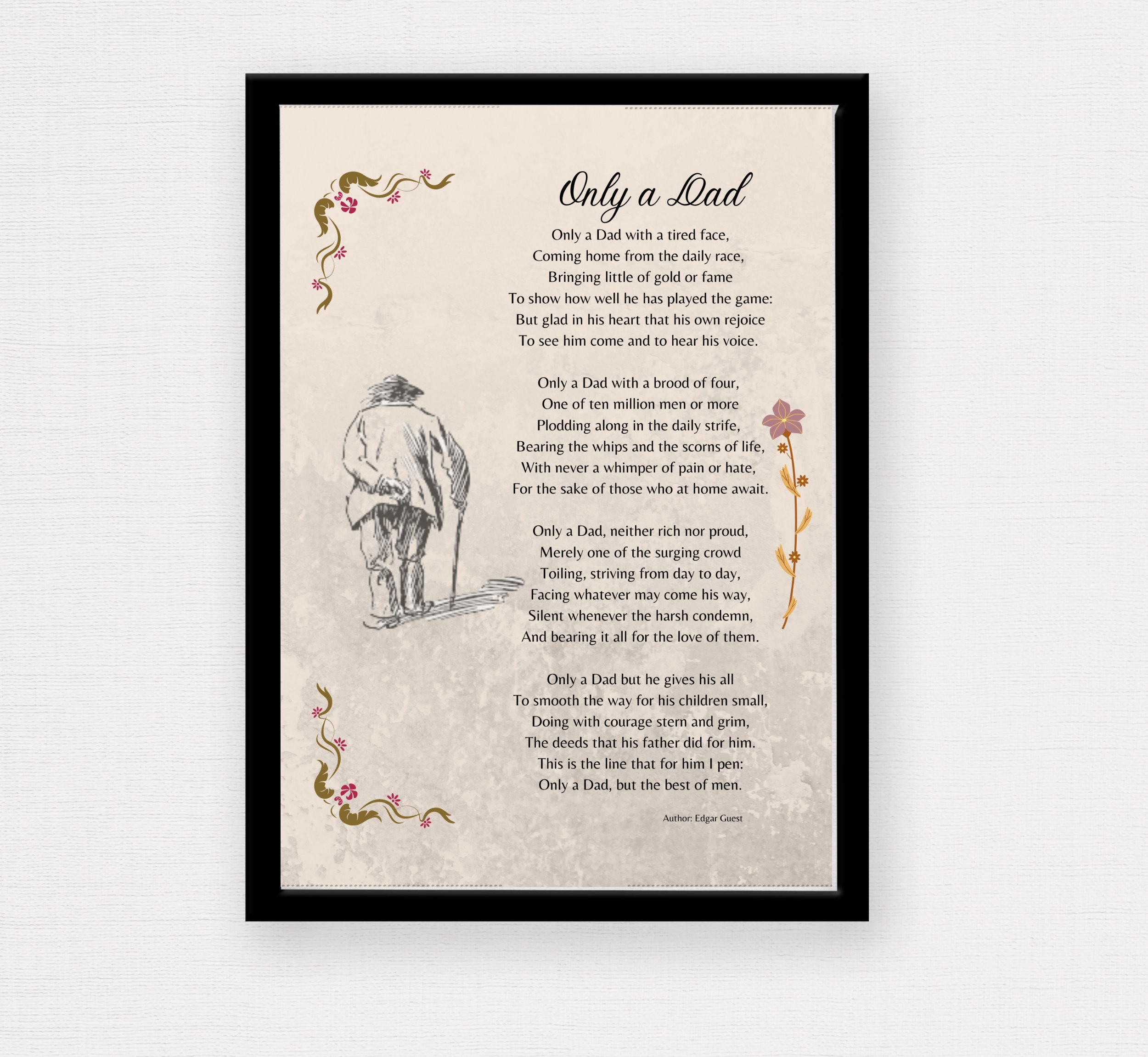 Only a Dad Poem by Edgar Guest, Digital Download, PDF File, Father's ...