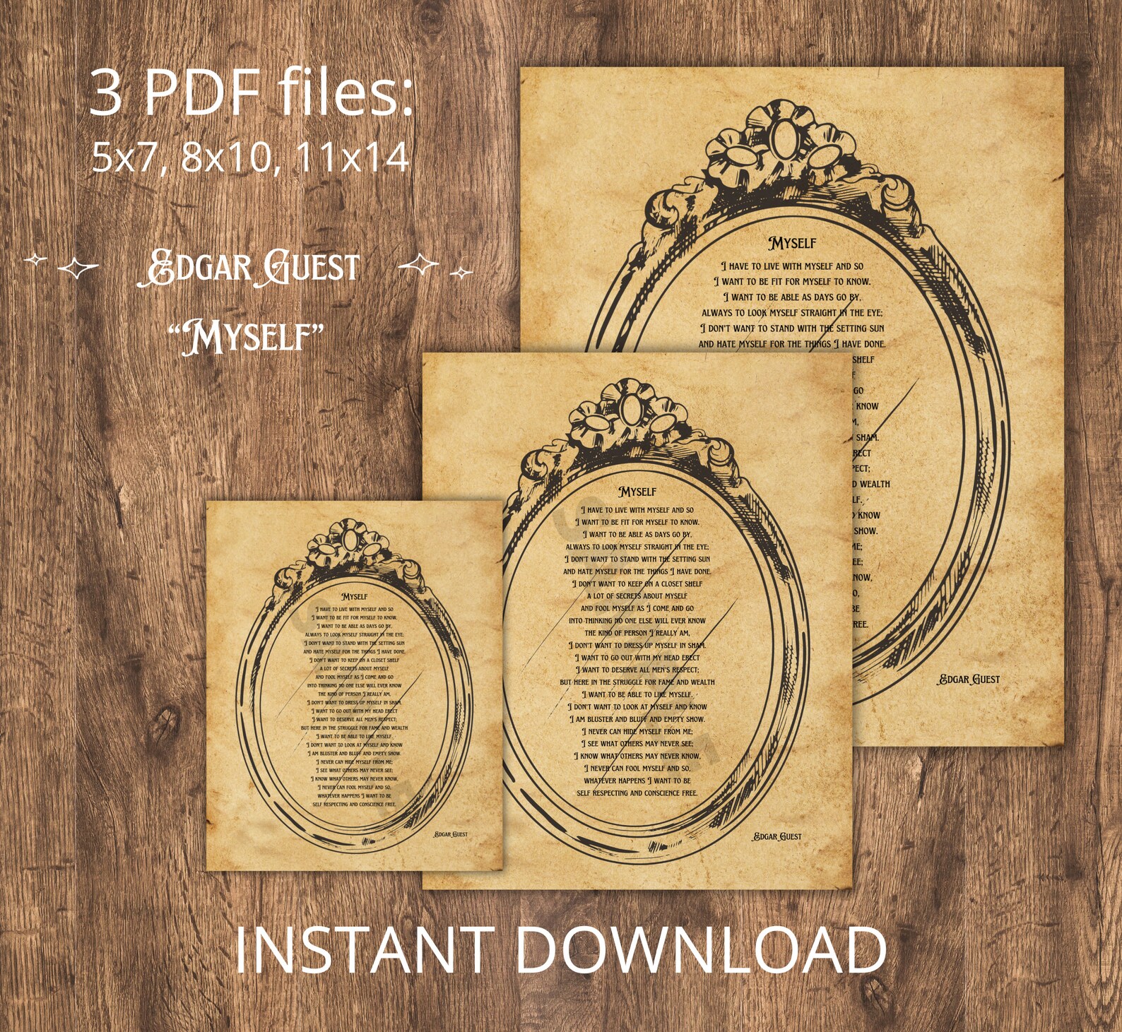 Myself Poem by Edgar Guest, Digital Download, PDF File, Great Printable ...